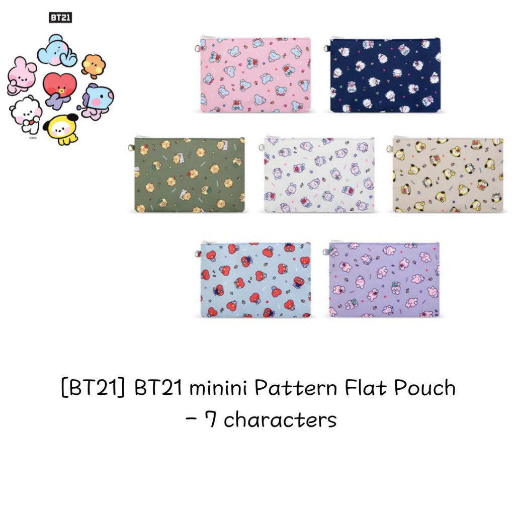 [BT21] BT21 minini Pattern Flat Pouch - 7 characters | Shopee Singapore