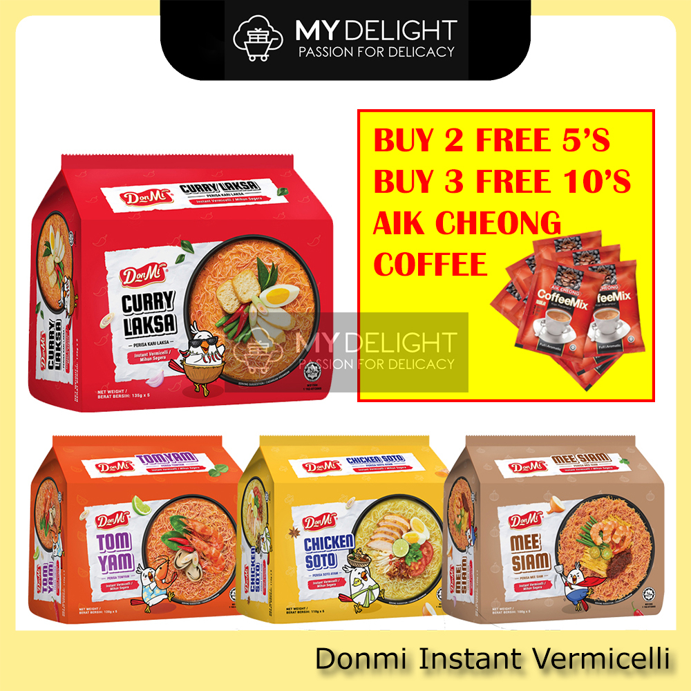 Donmi Instant Vermicelli Curry Laksa Tomyam Tomyum Chicken Soto Mee Mi ...