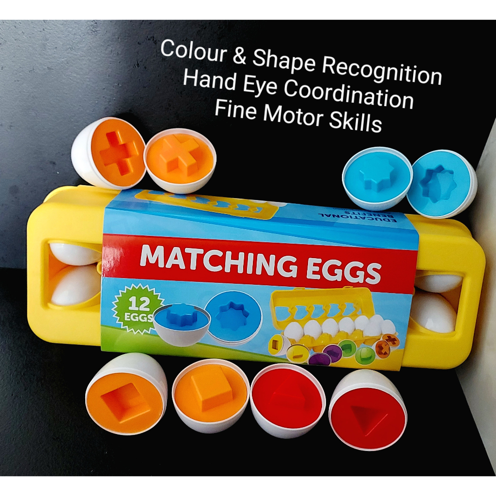 Early Learning Educational Toys 12pcs set Shape Colour Matching Egg Set ...