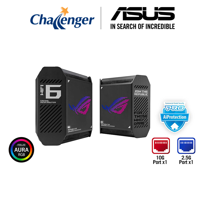 Asus GT6 AX10000 Tri-Band WiFi 6 Game-Ready Mesh [Black] (2-Pack ...