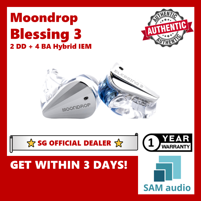 [🎶SG] MOONDROP BLESSING 3 (Blessing3) - 2 Dynamic Drivers + 4BA Hybrid ...