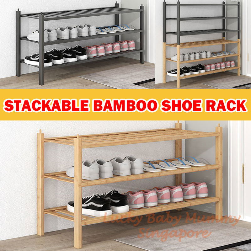Stackable Bamboo Shoe Rack, Waterproof Strong Durable Bamboo Shoe Rack ...