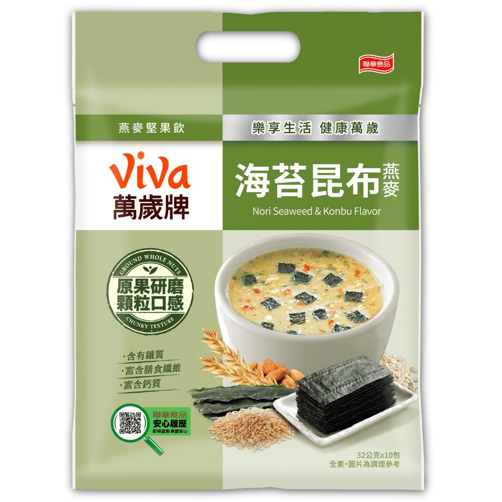 TAIWAN - VIVA VIGOR OAT AND NUT INSTANT DRINK - NORI SEAWEED AND KONBU FLAVOR 萬歲牌燕麥堅果飲－海苔昆布燕麥 ...