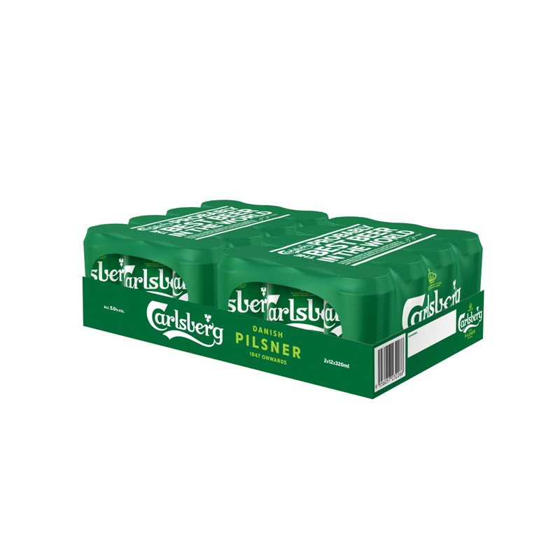 [Bundle of 24] Carlsberg Danish Pilsner Beer Green Tab Can (320ml ...