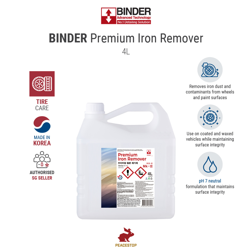 4 Litre BINDER Korea Premium Iron Remover by Fireball Brake Dust ...