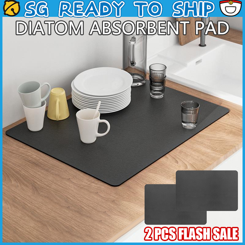 Dish Drying Mat Soft Diatomite Mat Kitchen Top Water Absorbent Mat ...