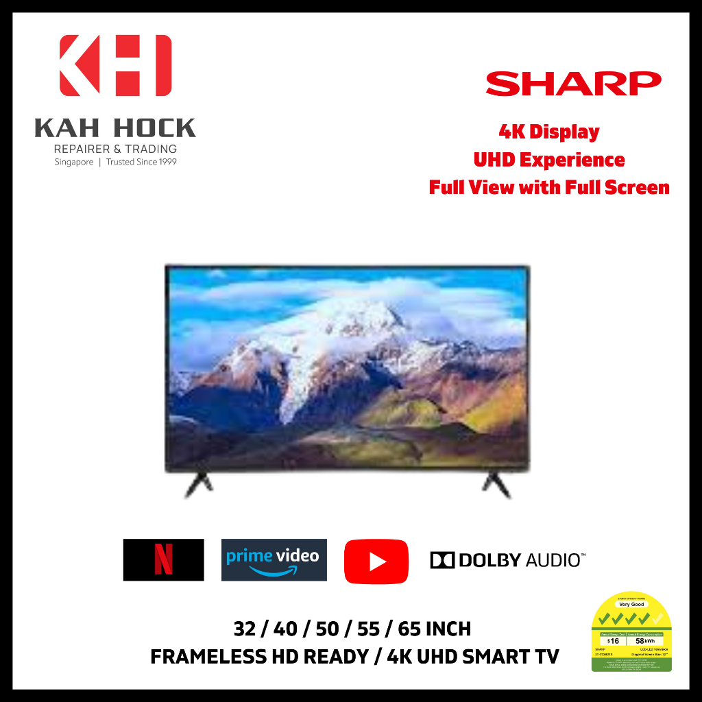 SHARP 32/43/50/55/65" FHD / 4K UHD Smart TV | Netflix, Youtube, Prime ...