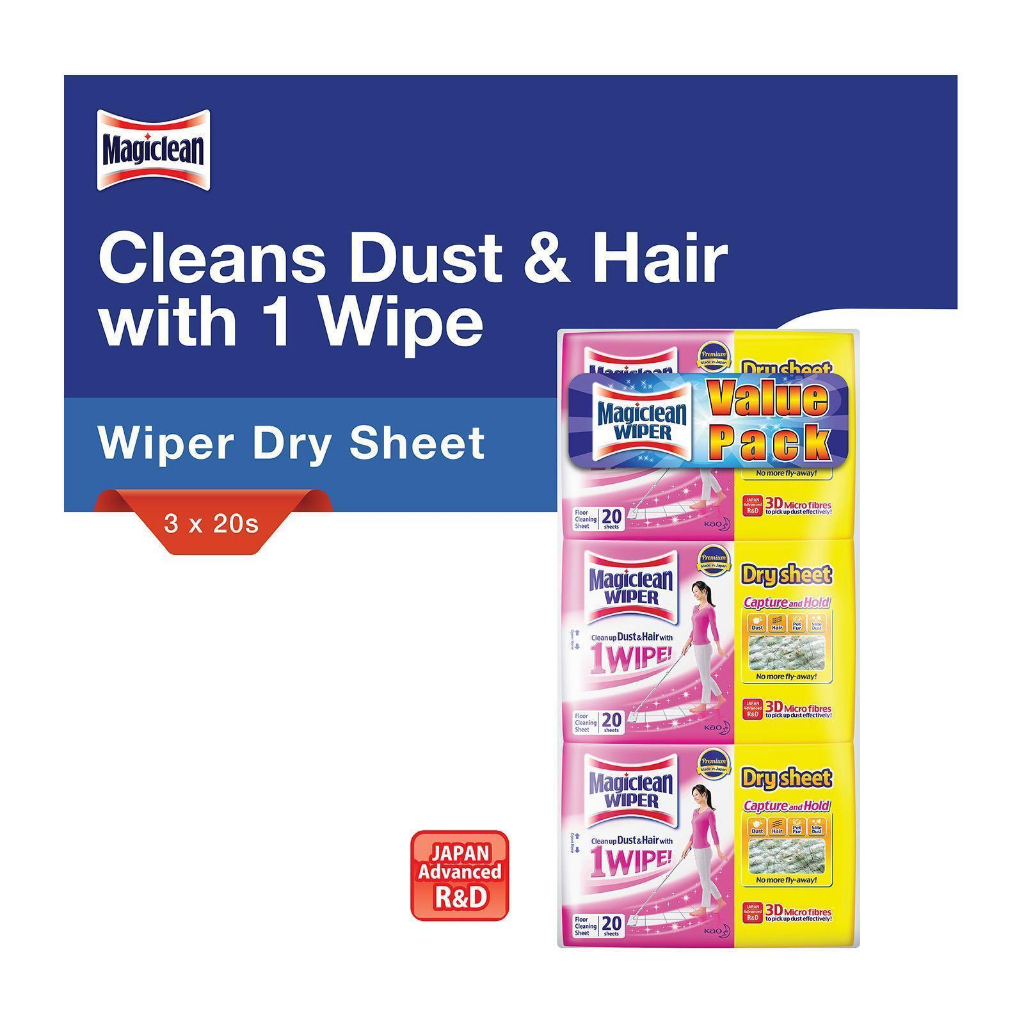 Magiclean Wiper Dry Sheet Value Pack (3 x 20s) | Shopee Singapore