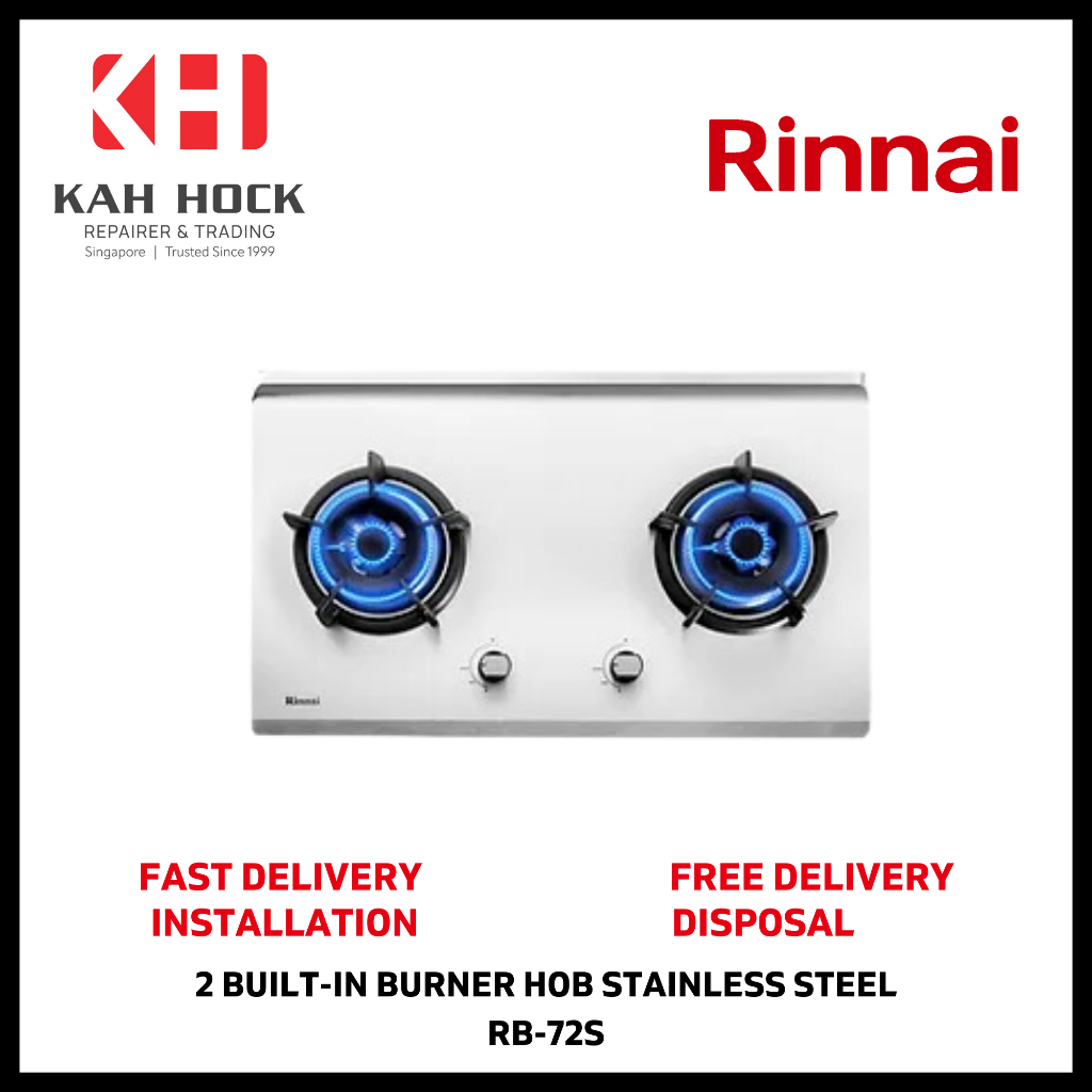 RINNAI RB-72S 2 BURNER BUILT-IN HOB STAINLESS STEEL TOP PLATE - 2 YEARS ...