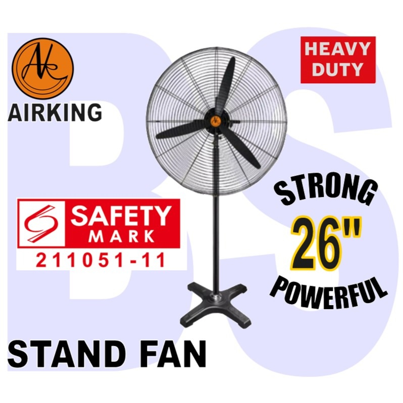 AIRKING Industrial Stand Fan 24" & 26". Home fan. Heavy Duty. SAFETY ...