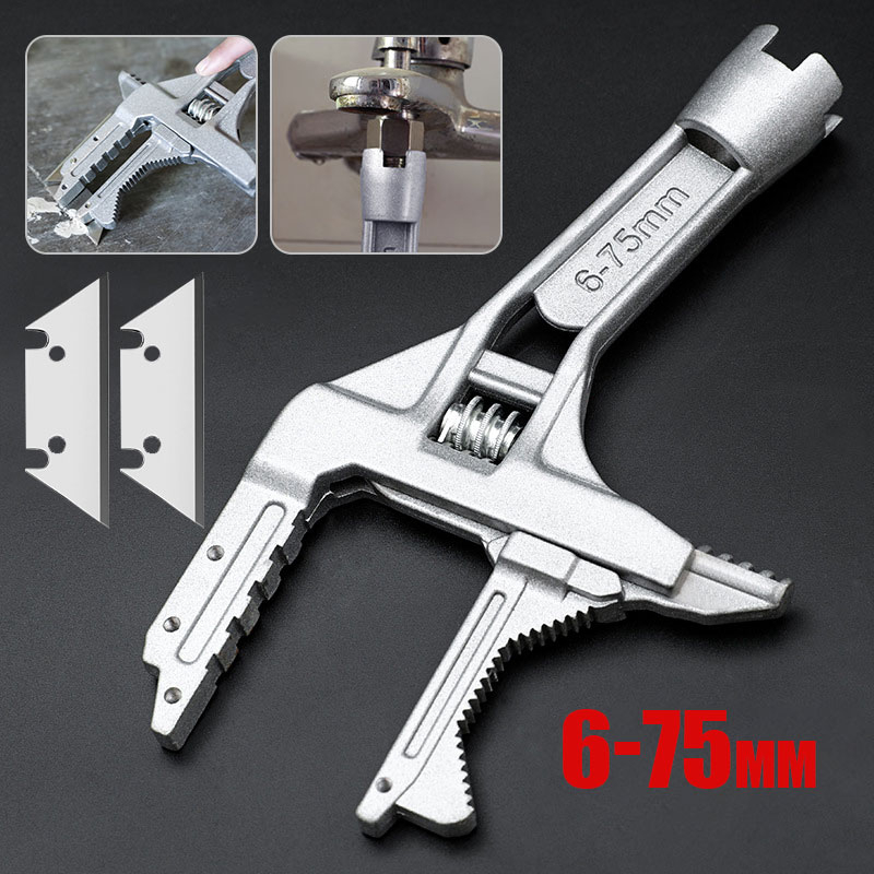 Adjustable 6mm- 75mm Spanner Multifunction Wrench Tool Short Handle ...