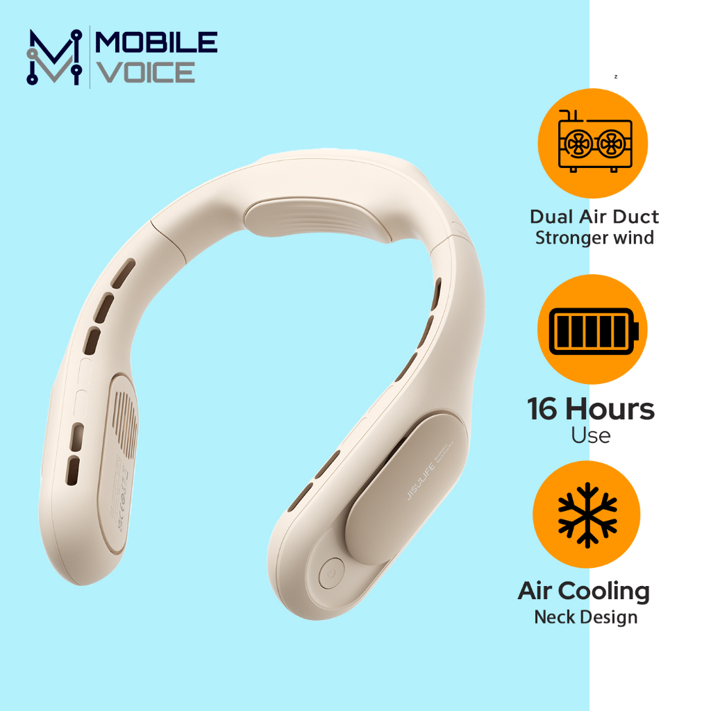 JISU Portable Neck Fan 4 Wind Turbines 4000mAH USB Rechargeable Mini ...