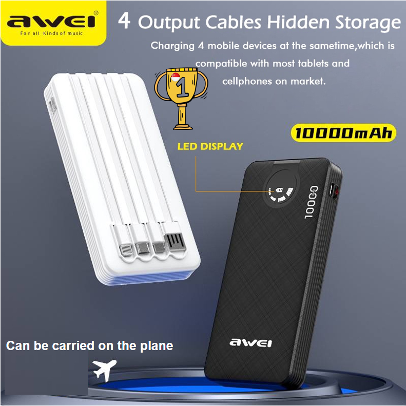 AWEI P4K Powerbank P133K 10000mAh 2.1A / P134K 20000mAh 2.1A Charging ...