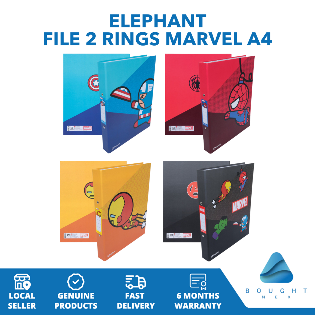 Marvel Design A4 Elephant File 2-Ring Binder Lightweight Scratch ...