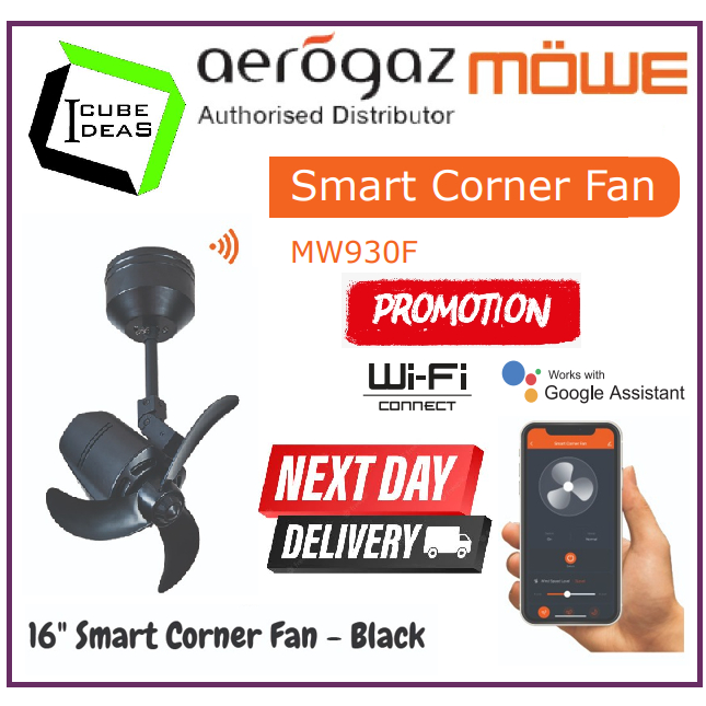 MOWE MW 930F SMART CORNER FAN ( BLACK )| Free Delivery | Shopee Singapore