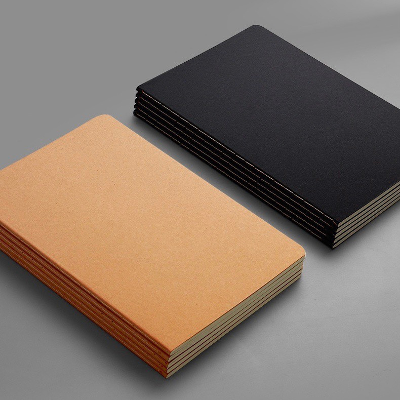 A5 / B5 Notebook Notepad Exercise Book - Spiral Kraft Paper Black Cover ...