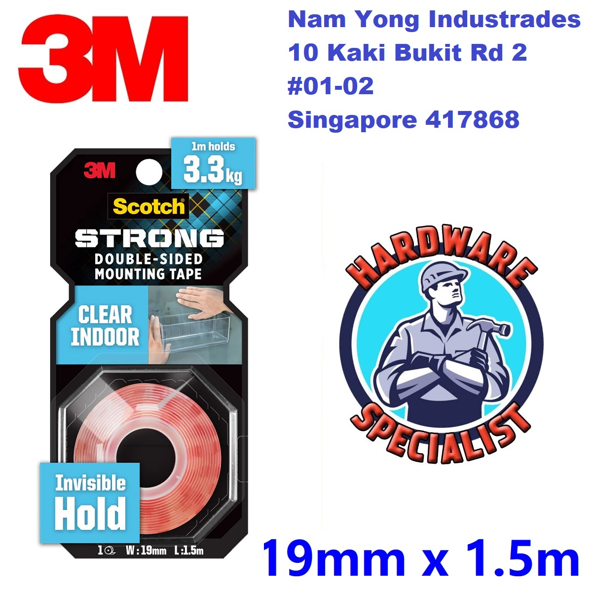 3M 410-S19 / 410-M19 Scotch Clear Permanent Mounting Tape (19mm x 1.5m) / (19mm x 4m) | Shopee ...