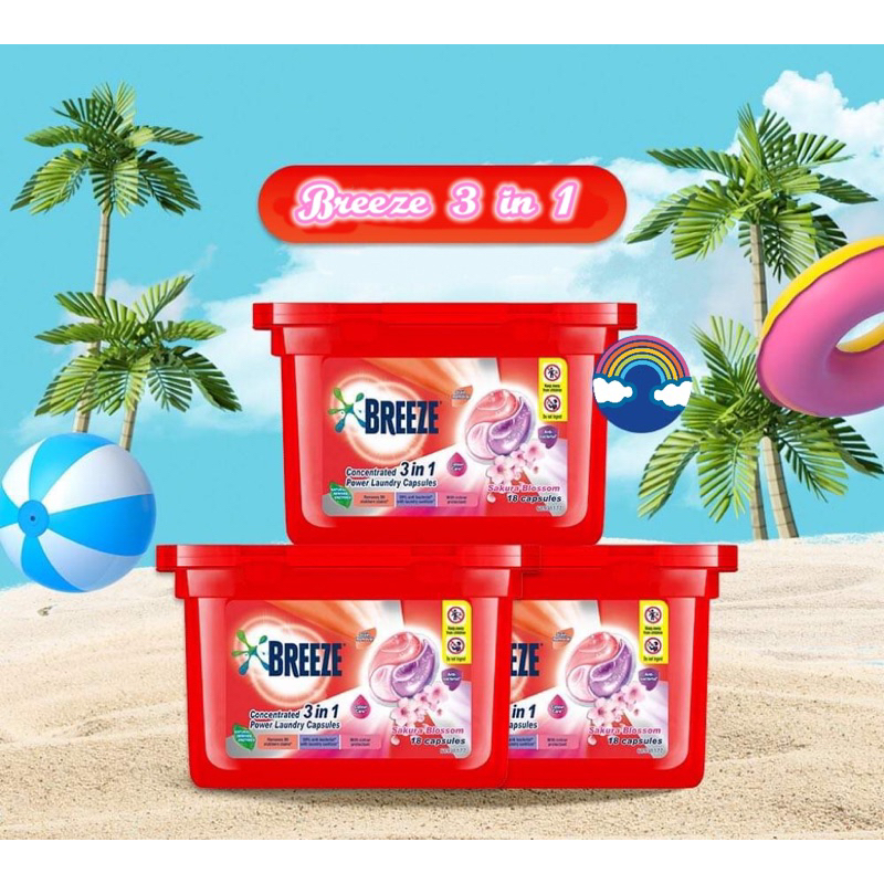[Bundle of 3] Breeze 3in1 Laundry Capsules Detergent Sakura Blossom ...