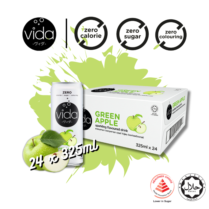 [Vida] [Zero Calories/ Zero Sugar / Zero Coloring] Green Apple 325ml x ...