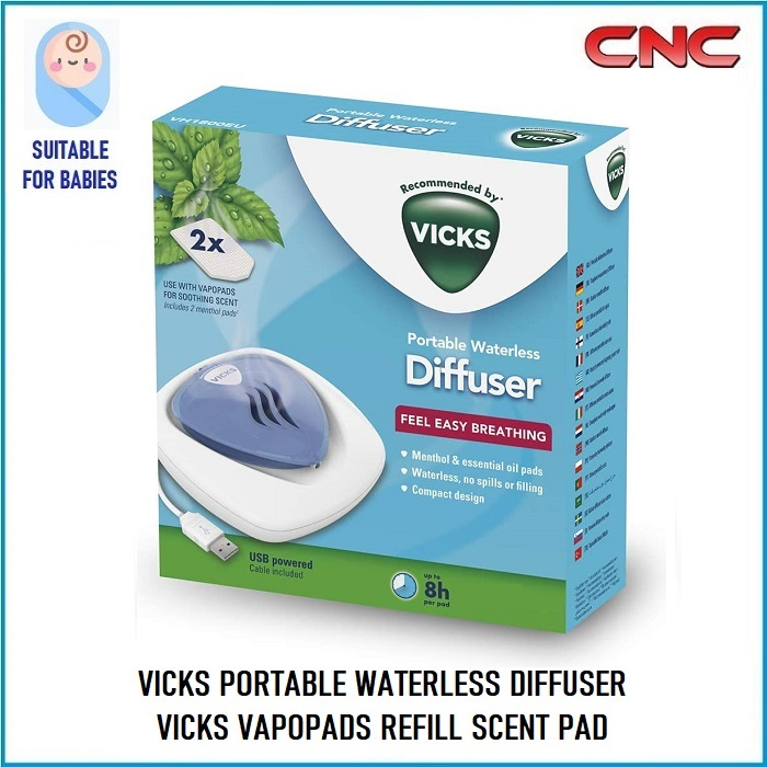 Vicks Portable Waterless Diffuser with VapoPads 2 Menthol Lavender ...