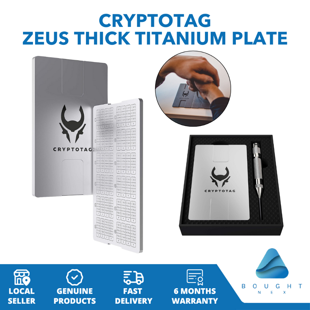 CRYPTOTAG Zeus Thick Titanium Plate Engrave Hardware Wallet Seed Phrase ...