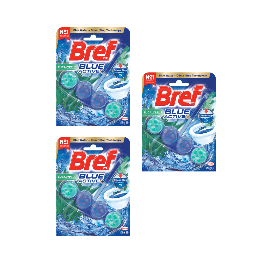 [Bundle of 3] Bref Blue Active Toilet Bowl Cleaner - Eucalyptus, 50g ...