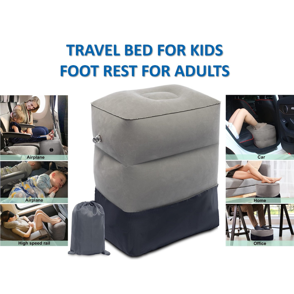 Inflatable Foot Rest Adjustable 3 Heights for Air Travel Airplane ...