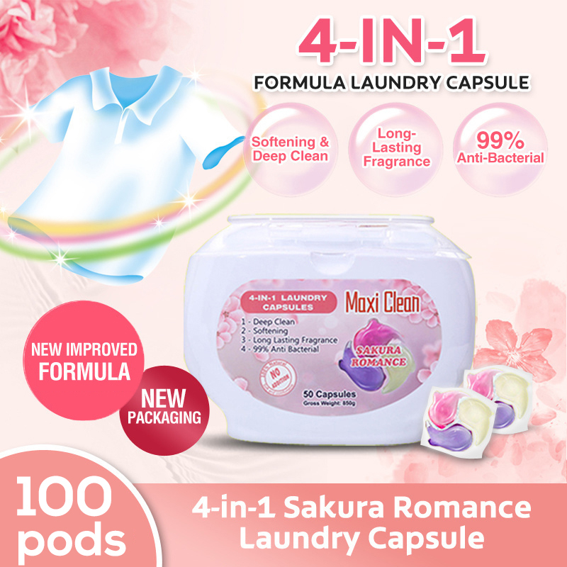 [Maxi Clean] 100 pods - 4in1 Laundry Detergent Capsule With Scent ...