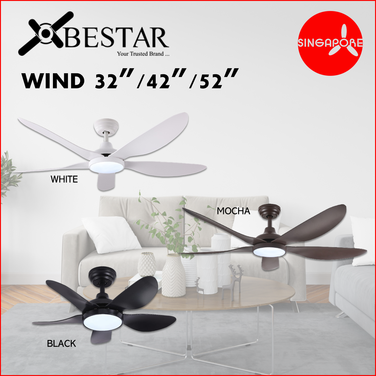 [New Launch] BESTAR Wind 32/42/52inch DC Ceiling Fan With 3Tone LED ...