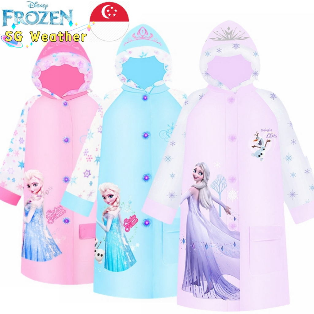 (SG Seller) Disney Children Raincoat Cartoon Poncho Frozen Elsa Girl ...