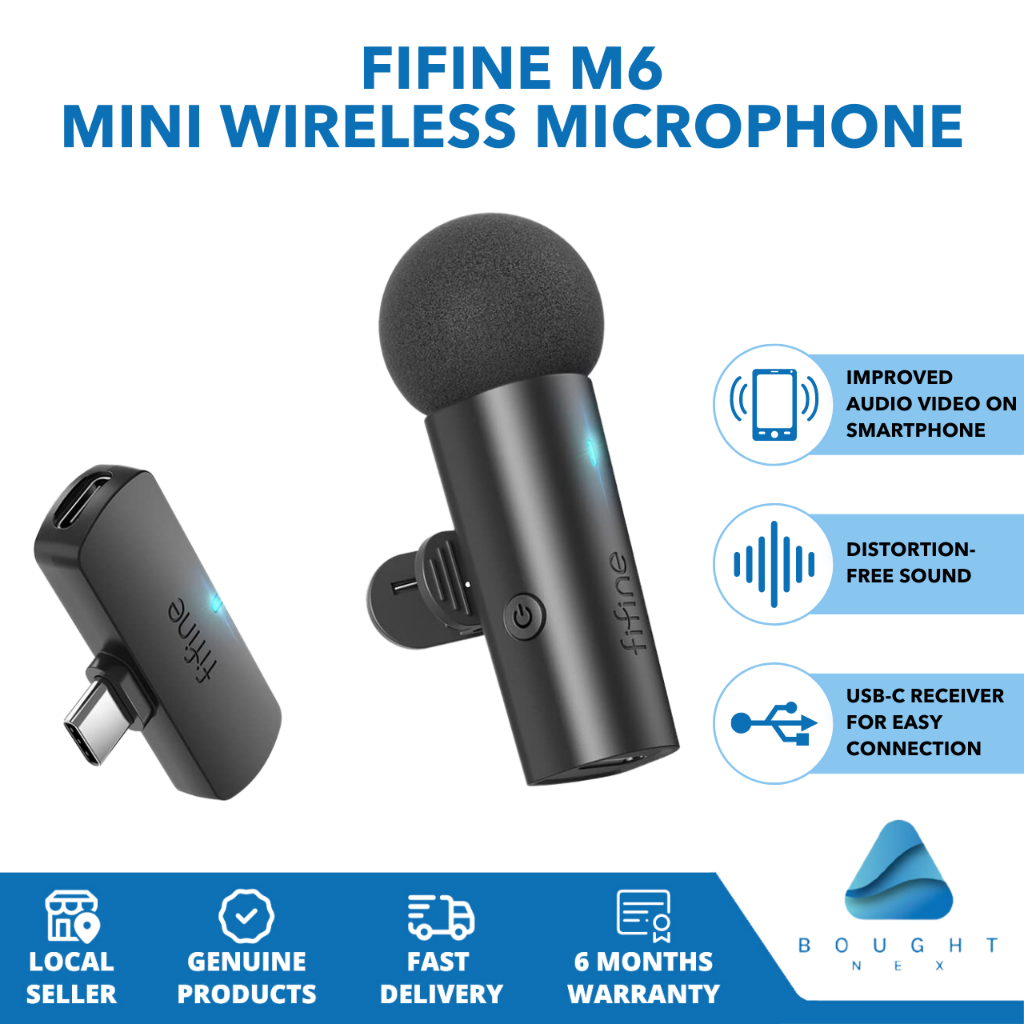 Fifine M6 Mini Wireless USB Microphone - Type C Charging, Real-Time ...