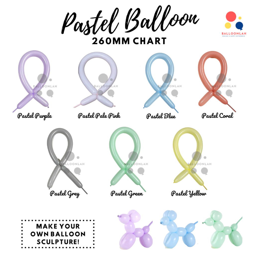260 mm Pastel Colour Long Latex Balloons Twisting Balloon Sculpture ...