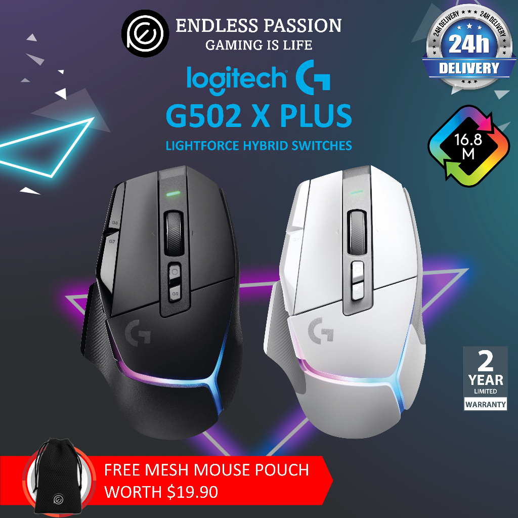 Logitech G502 X Plus Lightspeed RGB Gaming Mouse [FOC Mouse Pouch ...