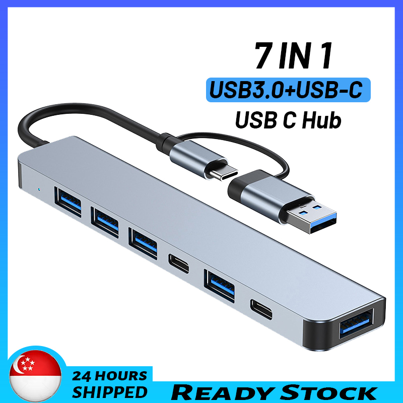 🇸🇬【READY STOCK】 7 in 1 USB Hub Type C Adapter for Computer Laptop Docking Station With PD USB3.0 ...