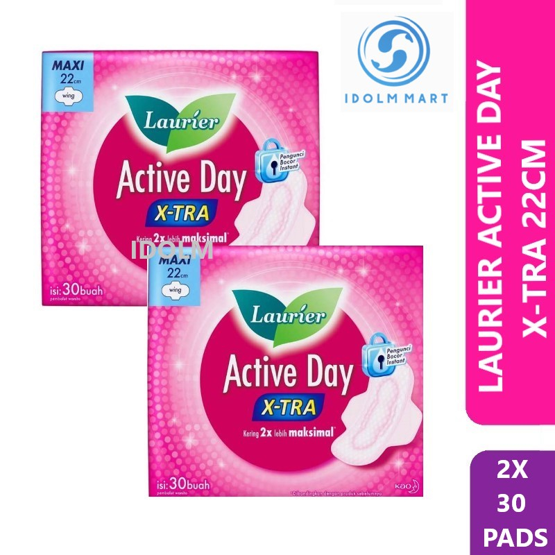 [ Bundle of 2 ] Laurier Active Day X-Tra Super Maxi Wings Pads 22cm, 30 ...