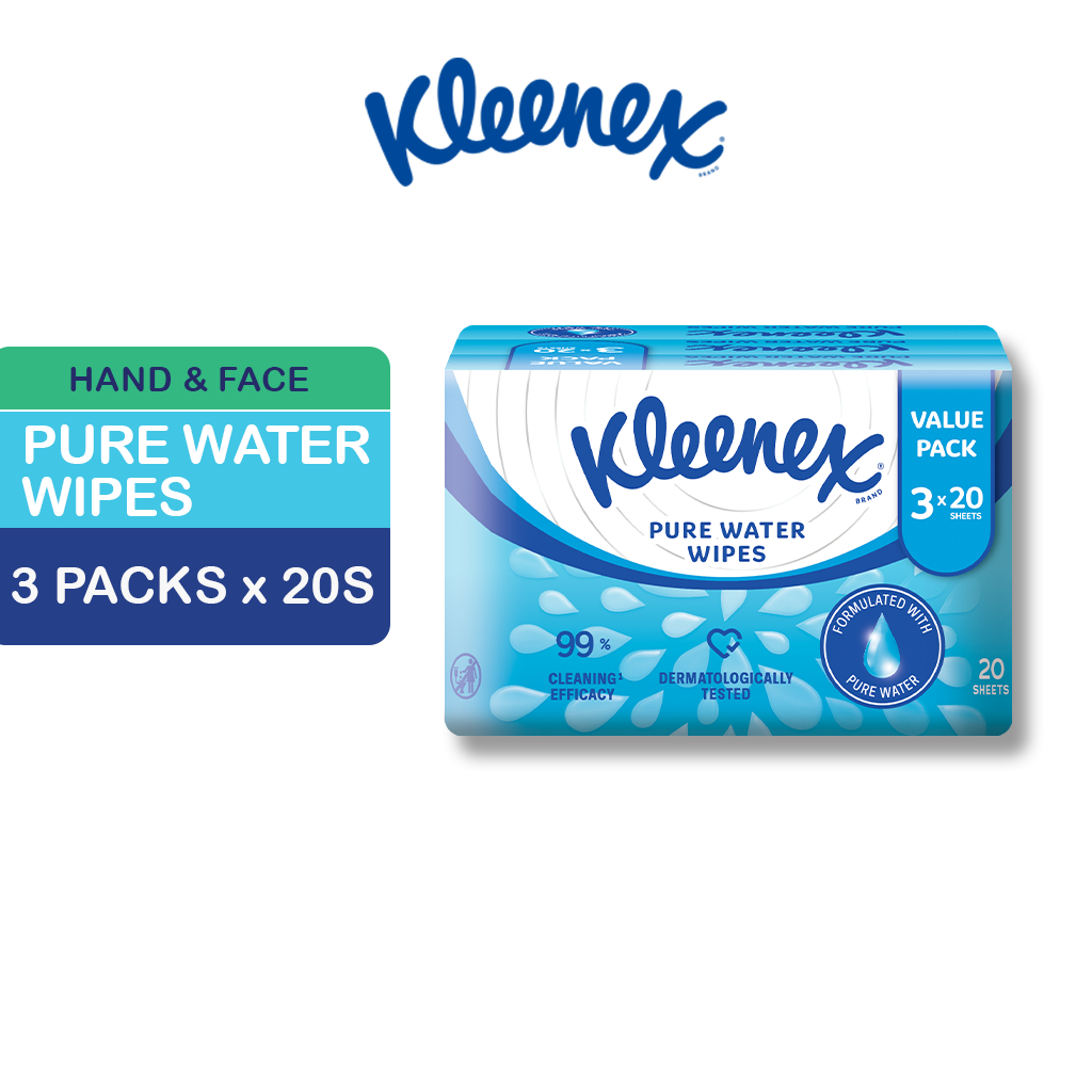Kleenex Hand and Face Moist Wipes 3x20s/3x10s | Shopee Singapore