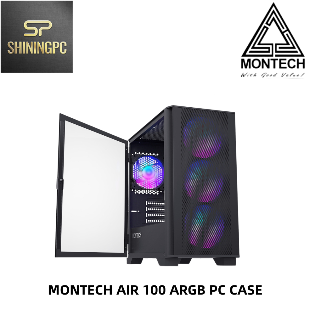 MONTECH AIR 100 ARGB, Micro ATX Case 4 ARGB Fans, Lighting Controller ...