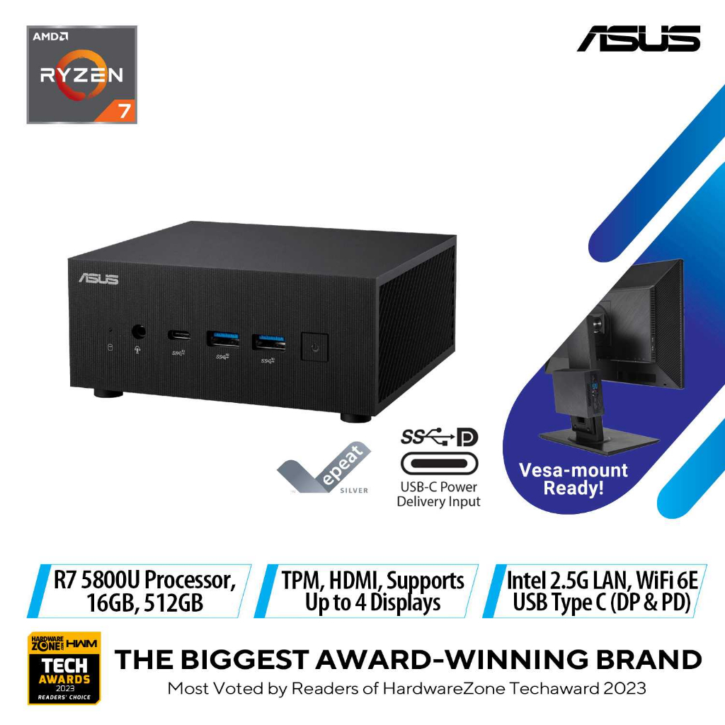 ASUS PN52-S7016AD Ultra-Compact Mini PC - AMD Ryzen 7 5800H, 16GB ...