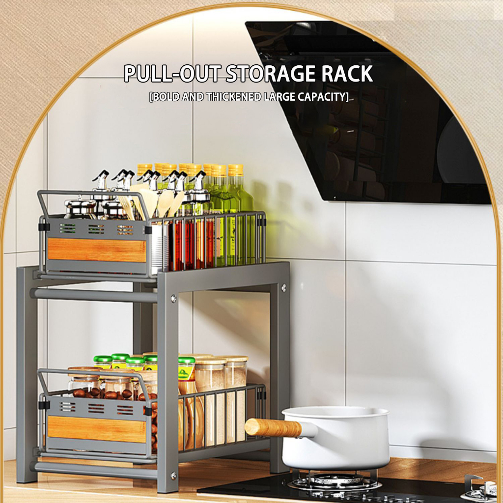 [SG STOCK] Kitchen sink storage rack//multi-layer pull-out storage rack ...