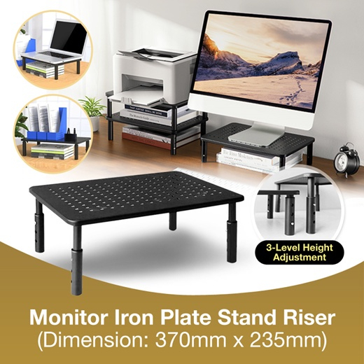 3 Level Height Adjustable Monitor Stand - Ergonomic Metal Riser with ...
