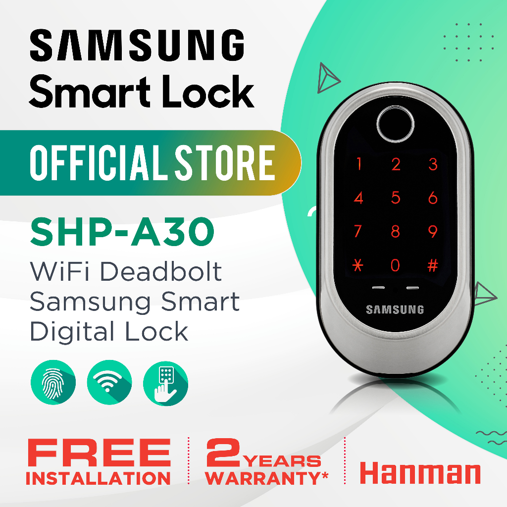 SAMSUNG SHP-A30 WIFI DEADBOLT DIGITAL LOCK. FINGERPRINT/PIN+WIFI APP ...