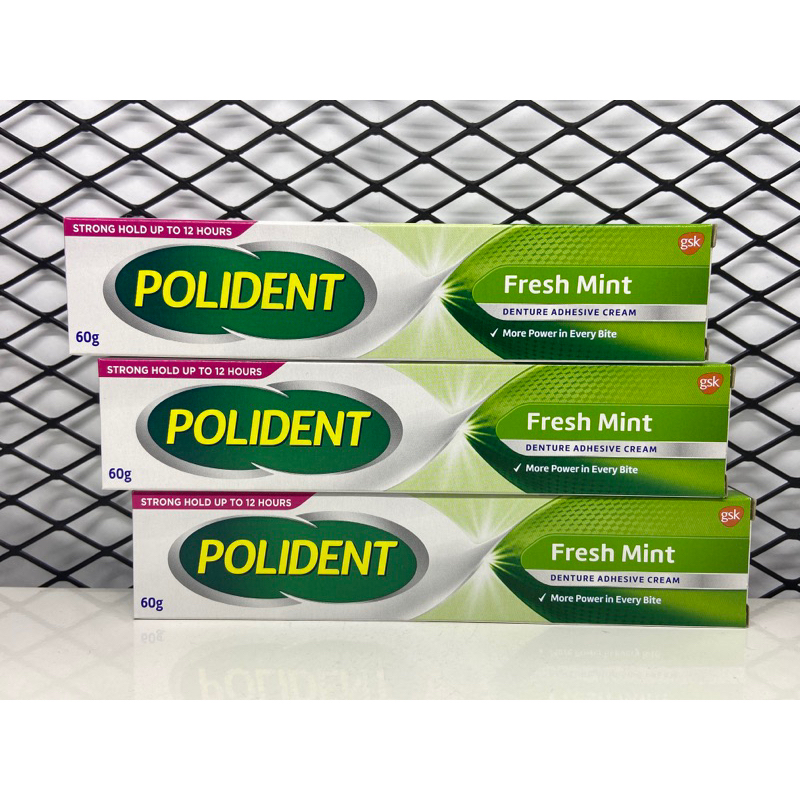 Polident (bundle of 3) Fresh Mint Adhesive Cream 60g | Shopee Singapore