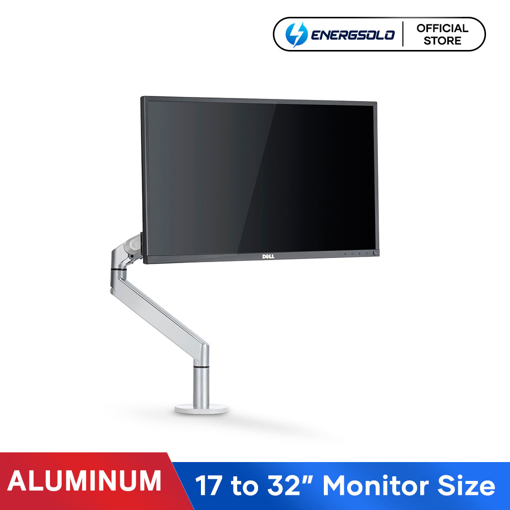 Upergo Single Monitor Arm Stand (Silver Colour) Aluminium Made with Gas ...