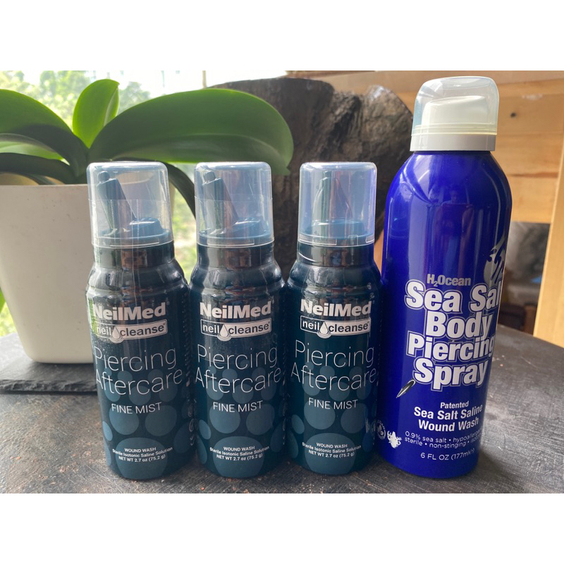 Neilmed Piercing Spray 75ml set of 3 with 1 bottle H2ocean Sea Salt ...