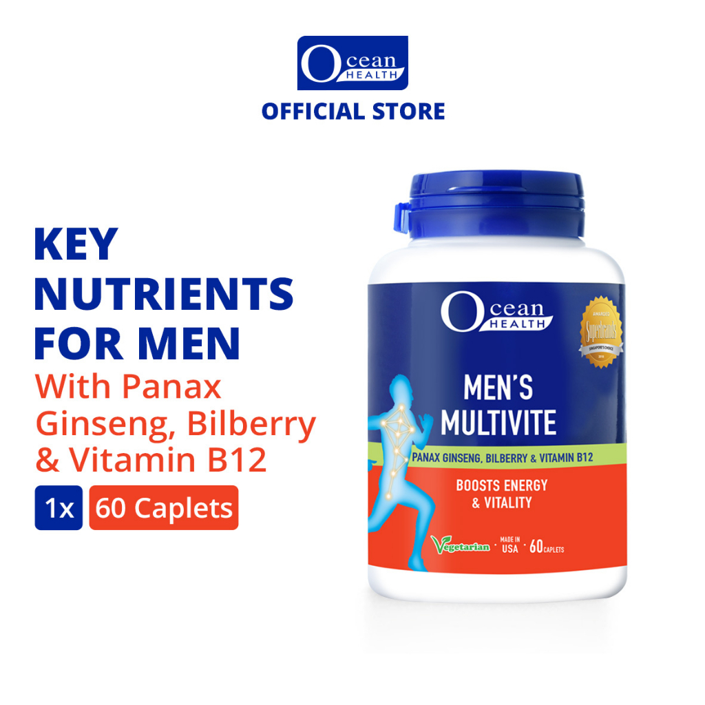 Men's Multivite (60s)- Ocean Health (With Panax Ginseng, Bilberry ...
