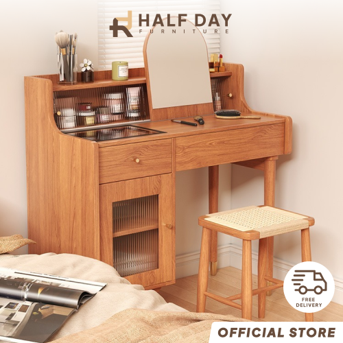 Halfday - Japanese-Style Retro Makeup Table: Simple Modern Design with ...