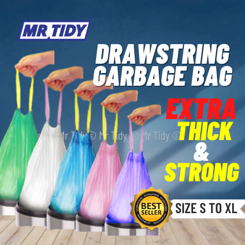 THICK Biodegradable Drawstring Garbage Bag Rubbish Trash Bag Tie On ...