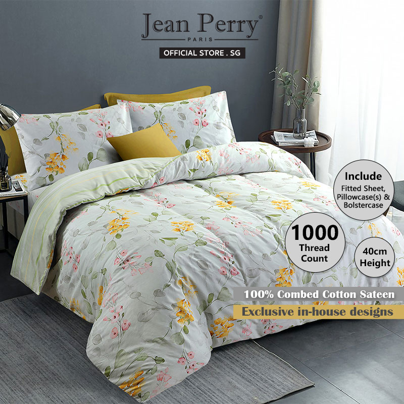 Jean Perry Luxury Hotel 1000TC Cotton Bedsheet Set I Fitted Sheet I ...