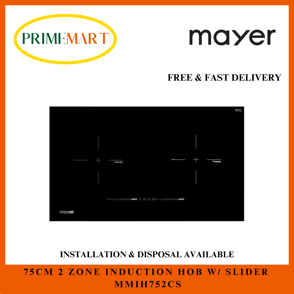 MAYER MMIH752CS 75CM 2 ZONE INDUCTION HOB WITH SLIDER / MMIHB752CS ...