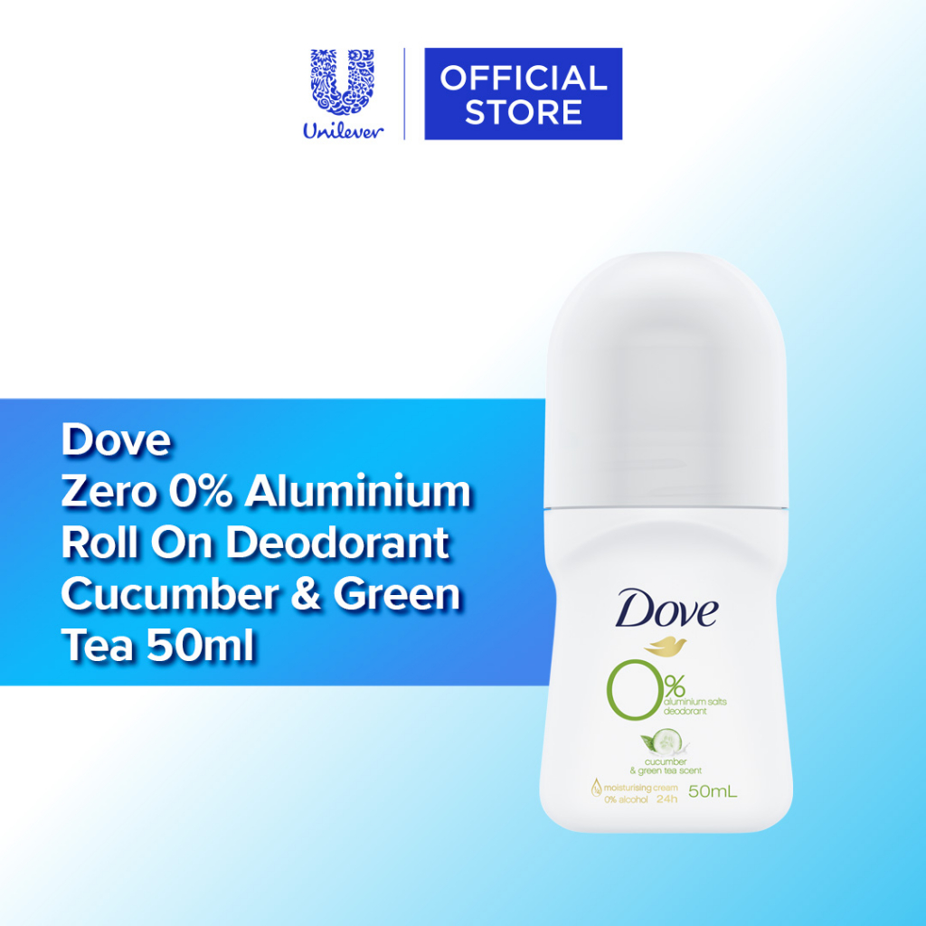 Dove Zero 0% Aluminium Roll On Deodorant Cucumber & Green Tea 50ml ...
